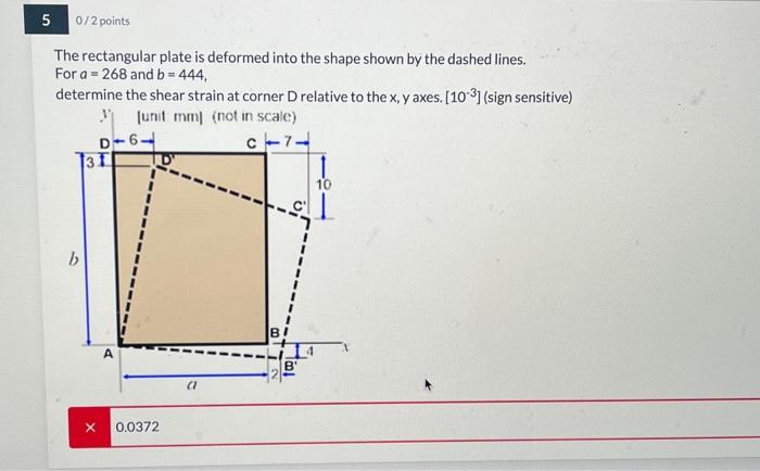 Solved 50/2 points The rectangular plate is deformed into | Chegg.com