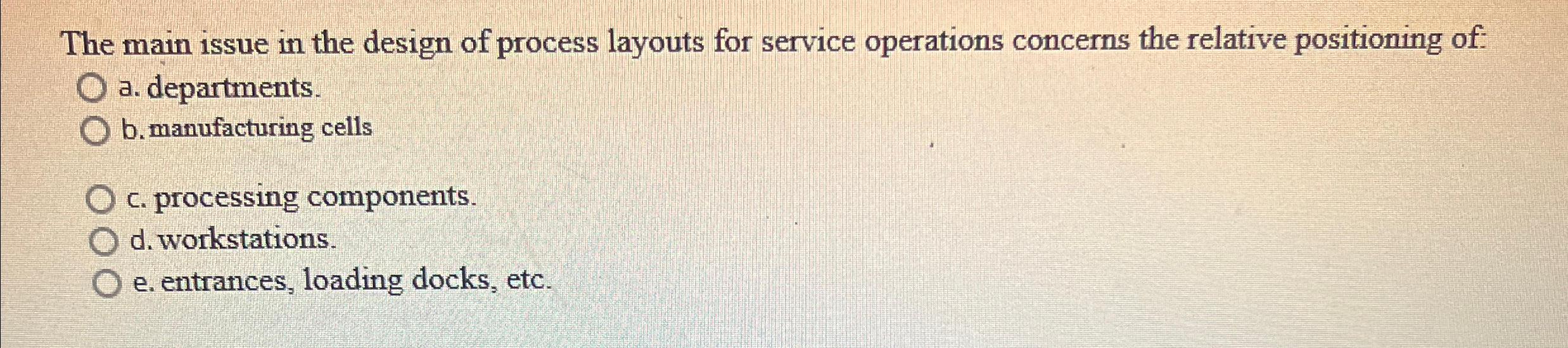 Solved The main issue in the design of process layouts for | Chegg.com