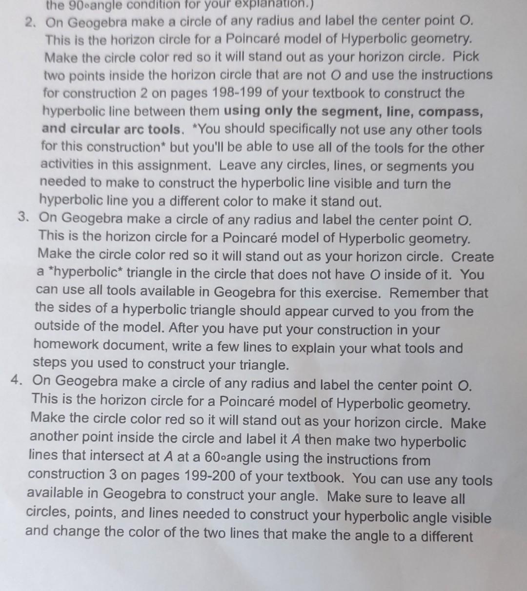 2. On Geogebra make a circle of any radius and label | Chegg.com