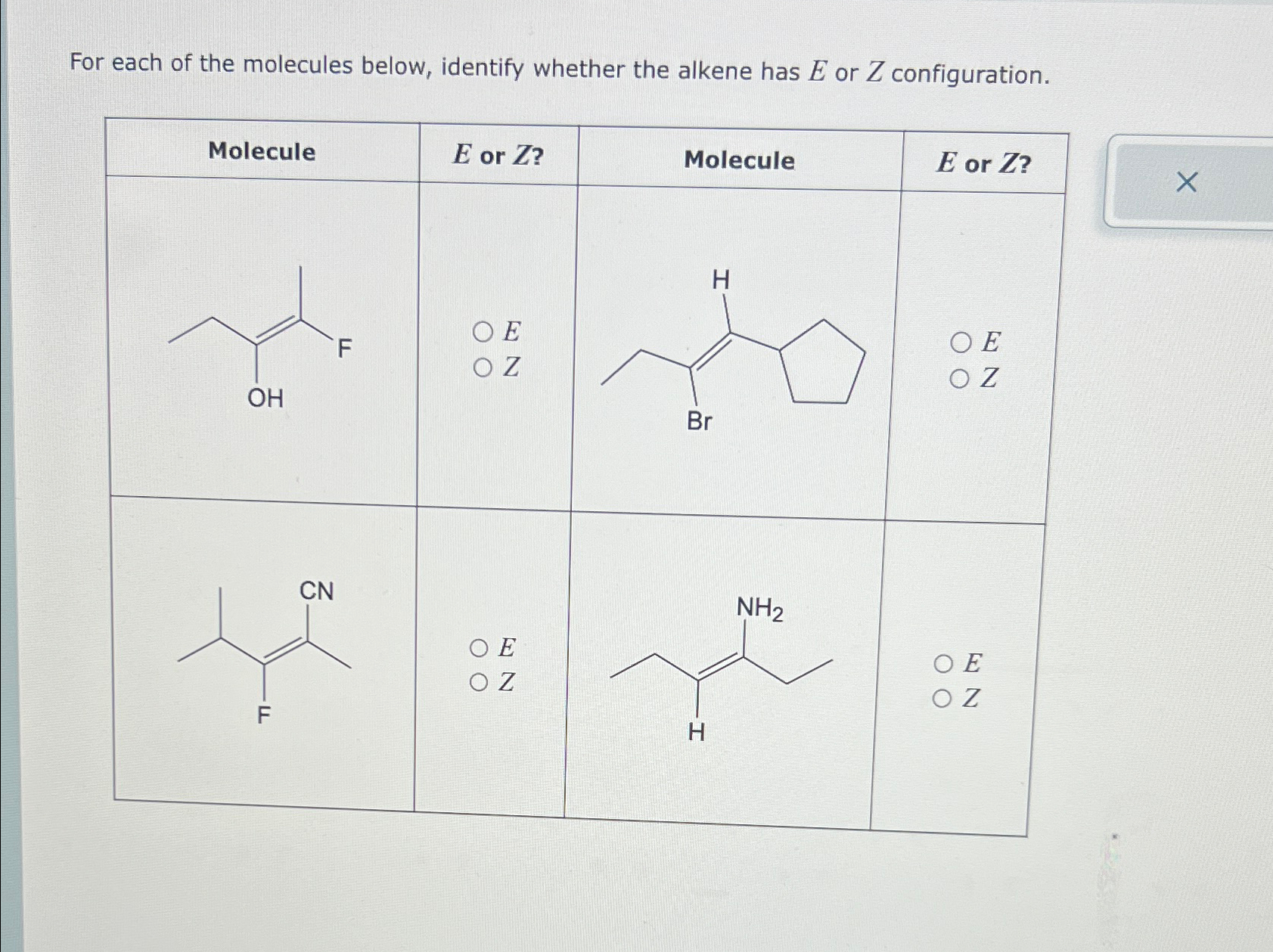 Solved For each of the molecules below, identify whether the | Chegg.com