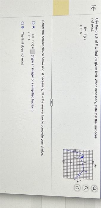 Solved Use the graph of \\( F \\) to find the given limit. | Chegg.com