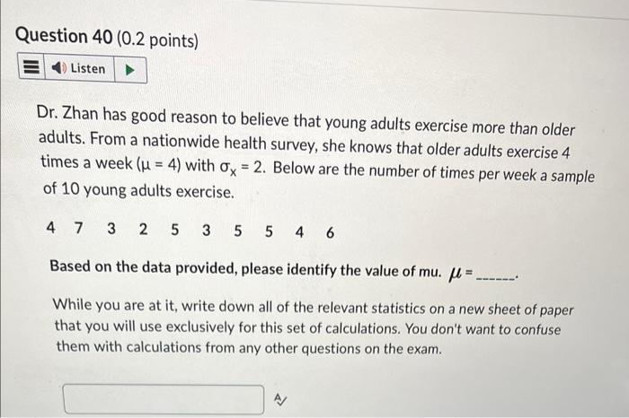 Solved Based on the data provided, please identify the value | Chegg.com