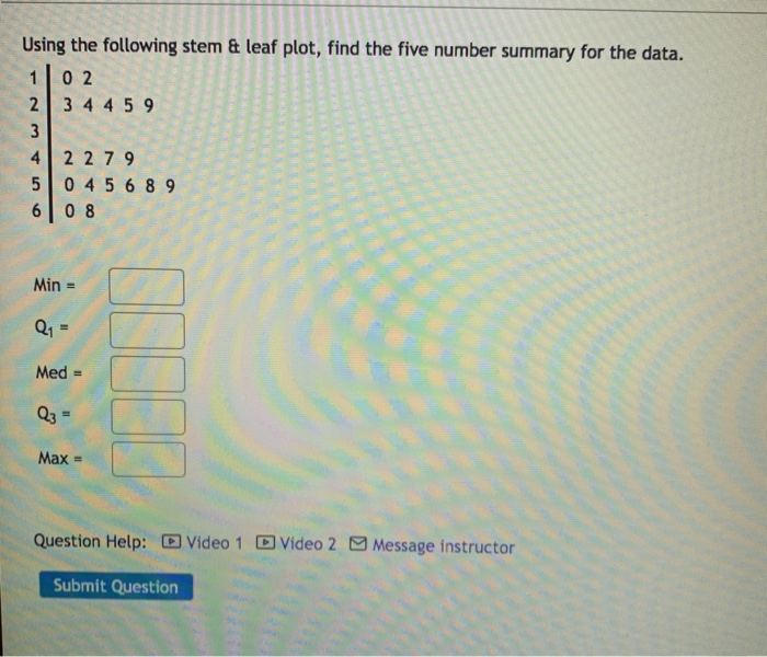 Solved Using The Following Stem And Leaf Plot Find The Five