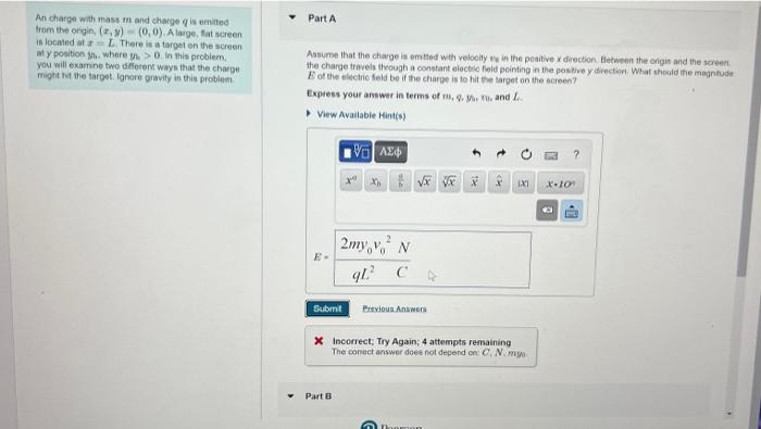 Solved An charge wath mass m and charge q is umited from the | Chegg.com