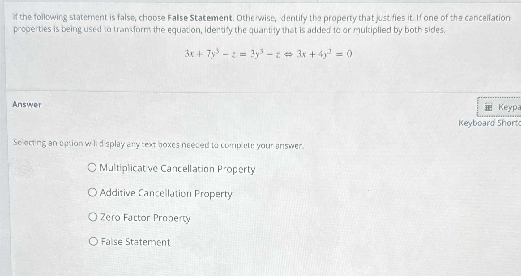 If the following statement is false, choose False | Chegg.com