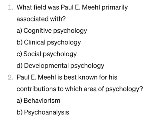 Solved What field was Paul E. ﻿Meehl primarily associated | Chegg.com