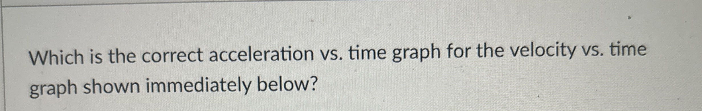 Which Is The Correct Acceleration Vs ï Time Graph For Chegg