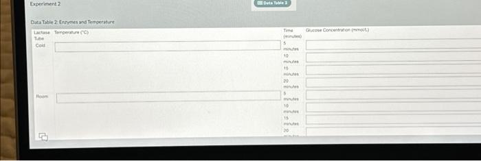 Experiment 2 Data Table 2: Enzymes and Temperature | Chegg.com