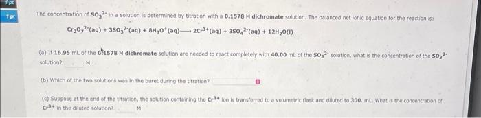 Solved The concentration of SO22− in a solution is | Chegg.com