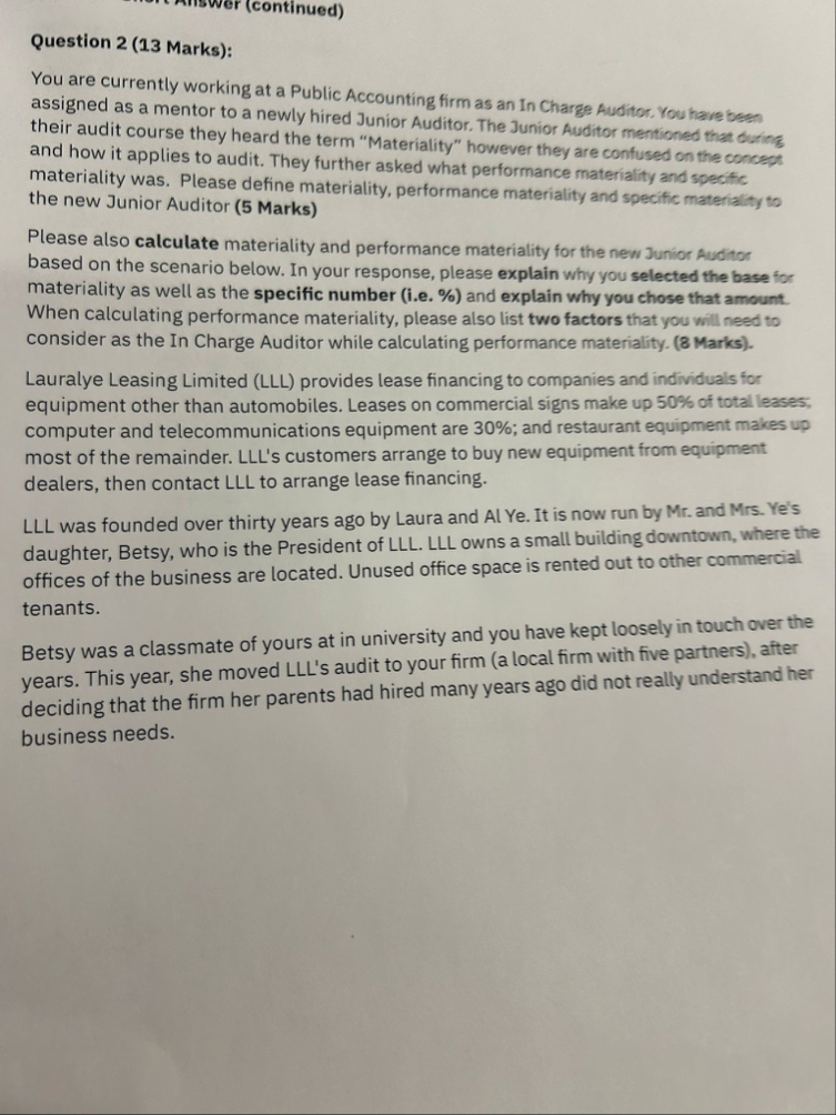 Solved Question 2 ( 13 ﻿Marks):You are currently working at | Chegg.com