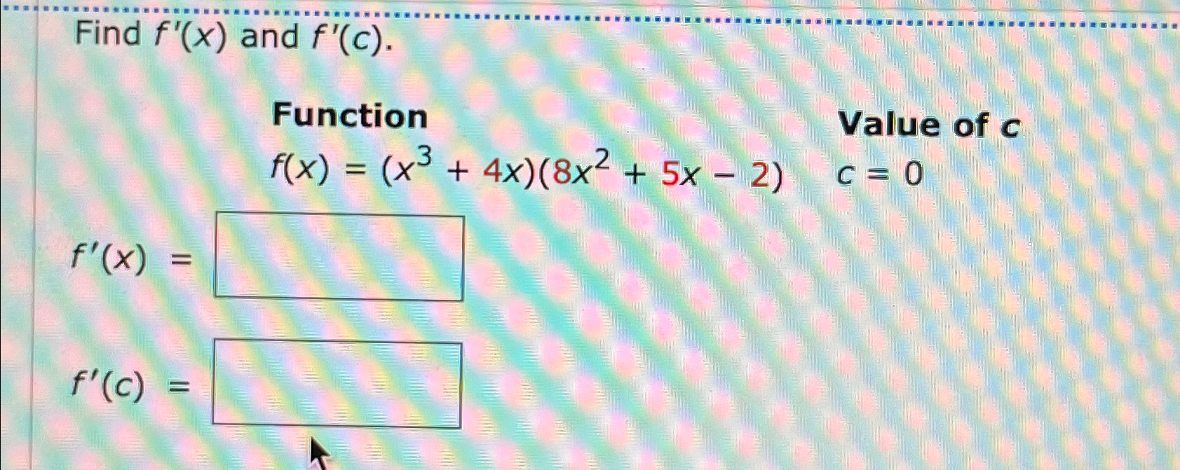 Solved Find f'(x) ﻿and | Chegg.com