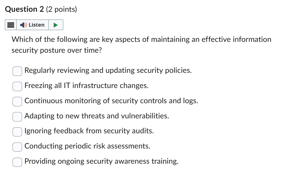 Solved Question 2 (2 ﻿points) ﻿Which of the following are | Chegg.com