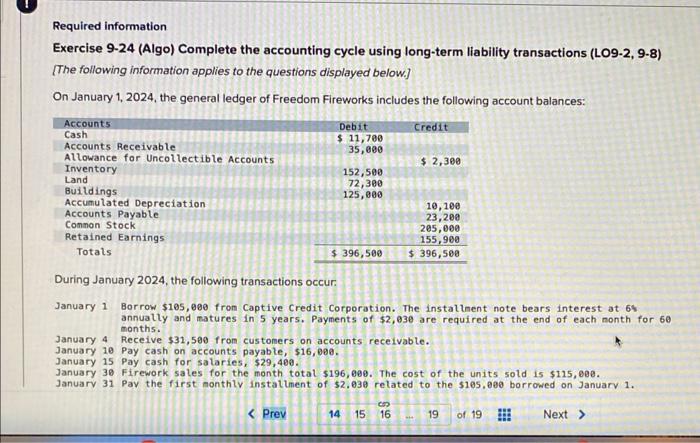 Solved Required information Exercise 9-24 (Algo) Complete | Chegg.com