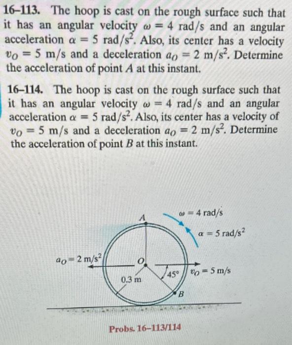 Solved 16-113. The hoop is cast on the rough surface such | Chegg.com