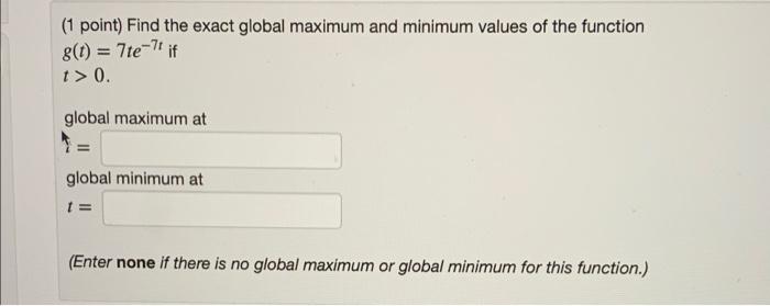 Solved 1 Point Find The Exact Global Maximum And Minimum 