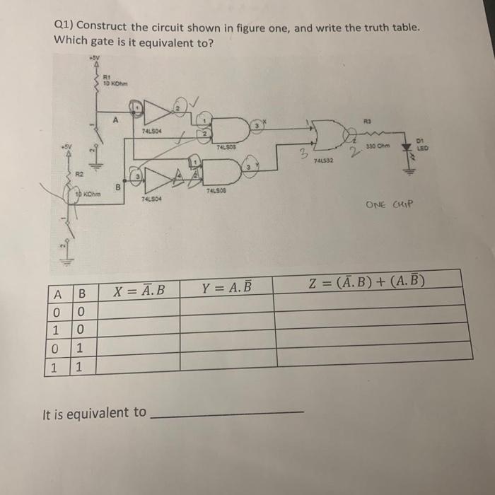 Solved Q1) Construct the circuit shown in figure one, and | Chegg.com