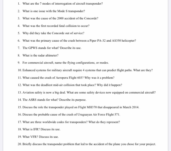 1. What are the 7 modes of interrogation of aircraft | Chegg.com