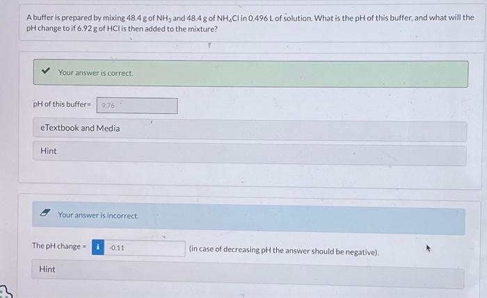 Solved A buffer is prepared by mixing 48.4 g of NH3 and 48.4 | Chegg.com