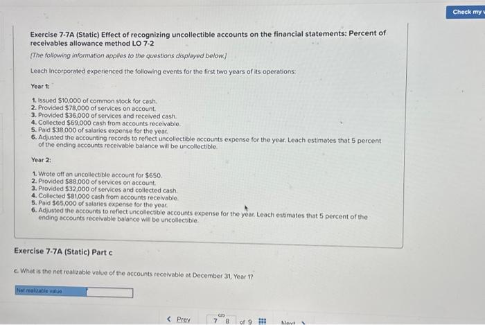 Solved Exercise 7-7A (Static) Effect of recognizing | Chegg.com