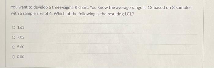 Solved You want to develop a three-sigma R chart. You know | Chegg.com