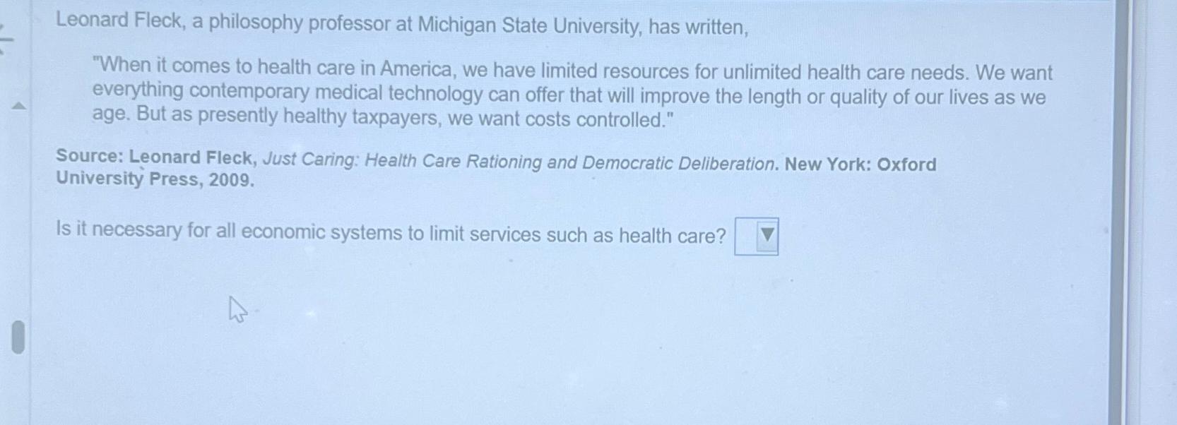 Solved Leonard Fleck, a philosophy professor at Michigan | Chegg.com