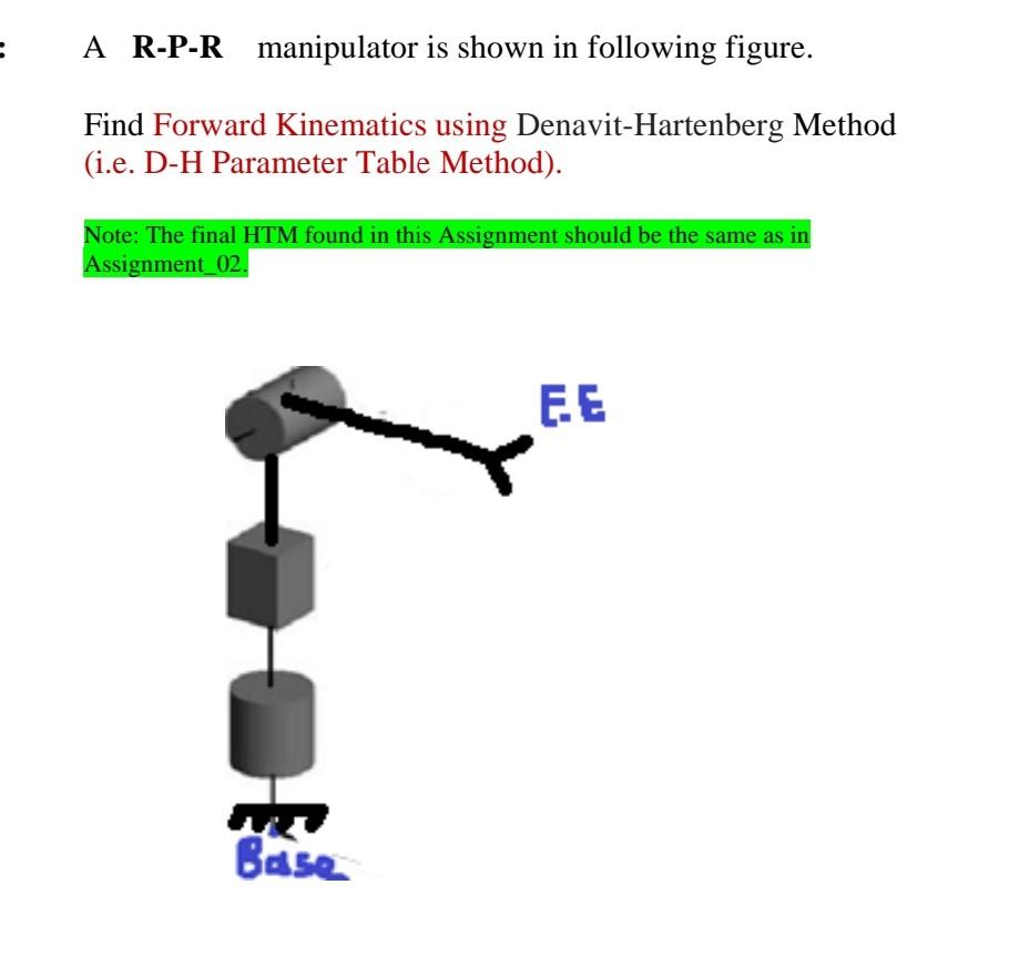 Solved A R-P-R manipulator is shown in following figure. | Chegg.com