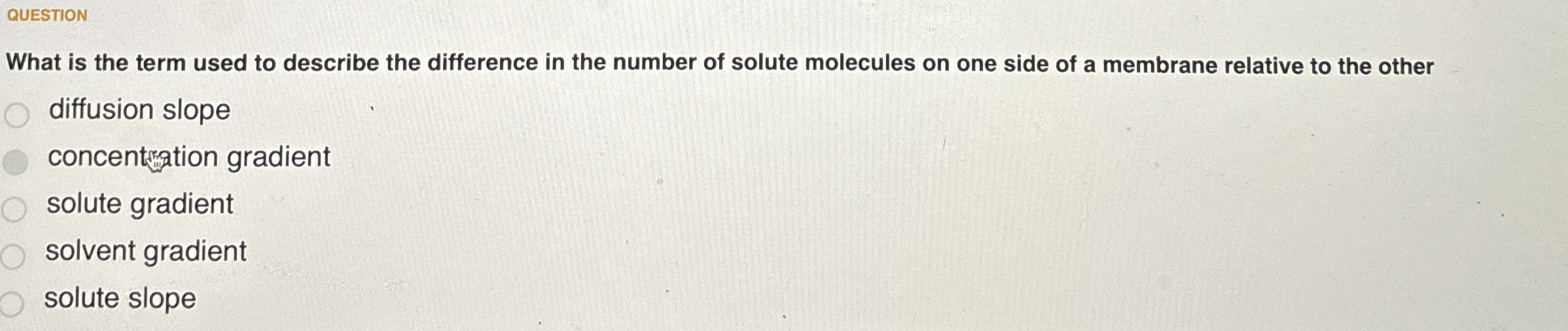 Solved QUESTIONWhat is the term used to describe the | Chegg.com