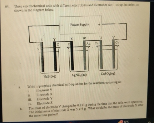 Solved Three electrochemical cells with different | Chegg.com