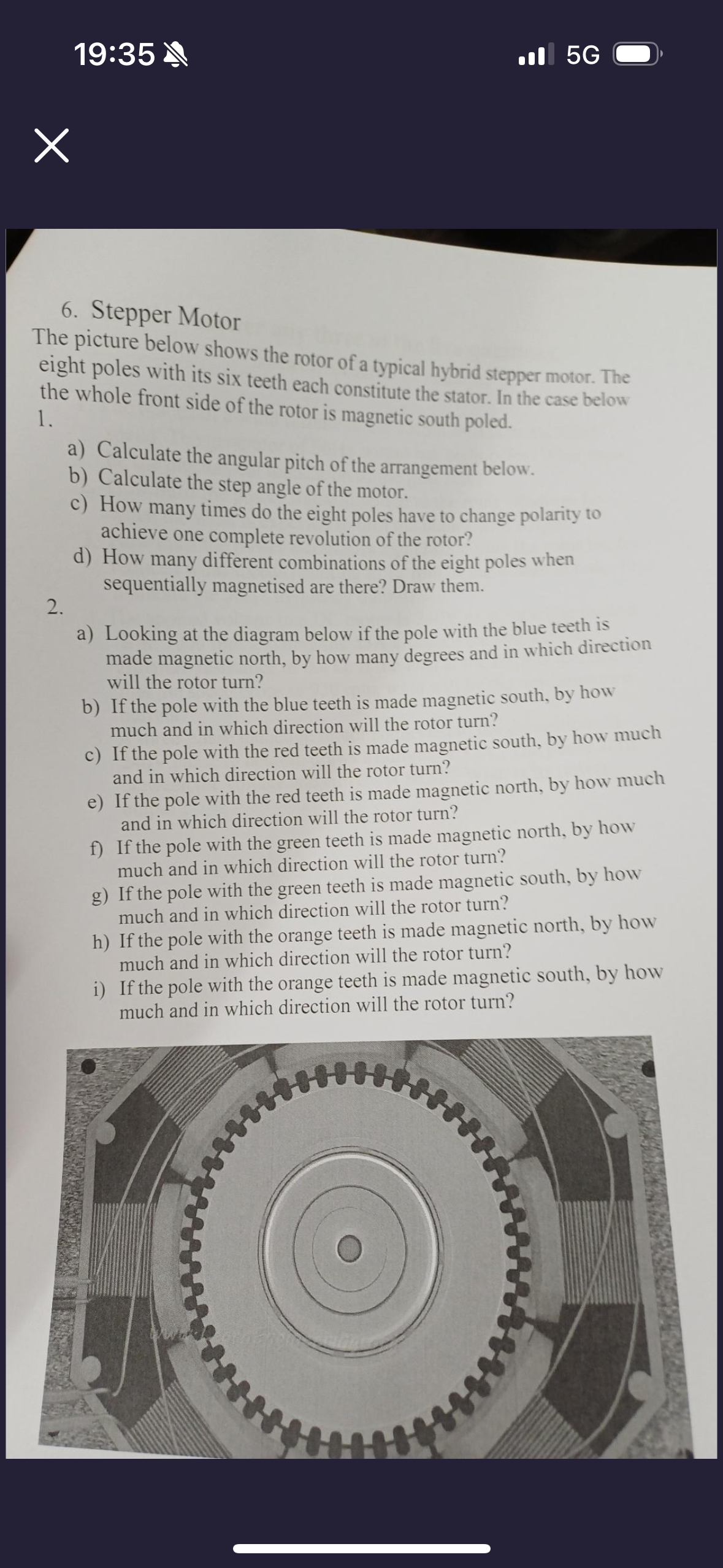 Solved 19:35all 5GX6. ﻿Stepper MotorThe picture below shows | Chegg.com