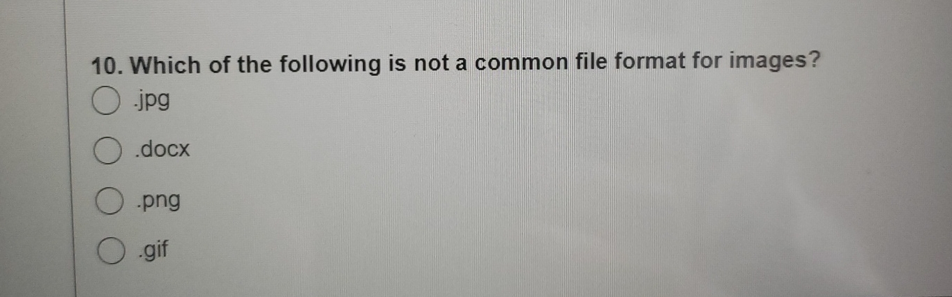 Solved Which of the following is not a common file format | Chegg.com