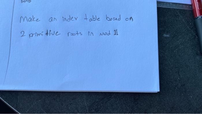 Solved Make an index table bosed on 2 primitive roots in mod | Chegg.com