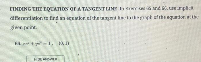 Solved FINDING THE EQUATION OF A TANGENT LINE In Exercises | Chegg.com