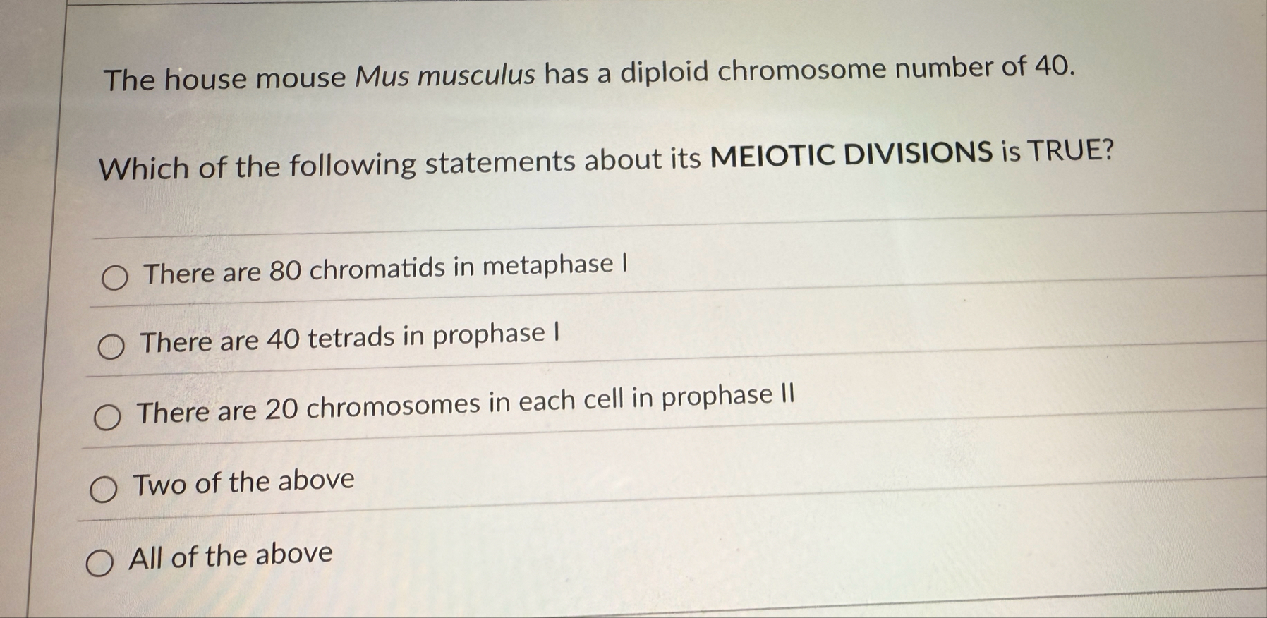 Solved The house mouse Mus musculus has a diploid chromosome | Chegg.com