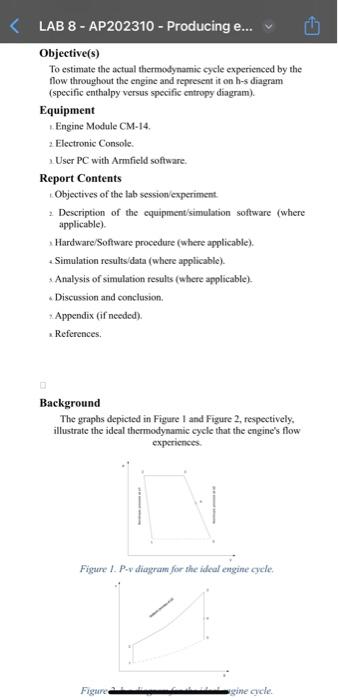 Solved This a lab report in aircraft propulsion about | Chegg.com