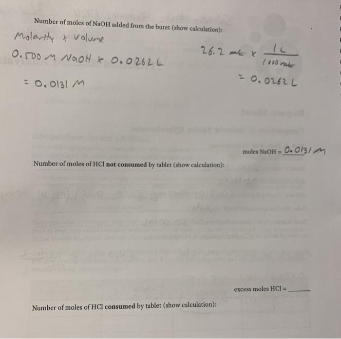 Solved We used 50.0 mL of 0.500 M HCl and 26.2 mL of 0.500 M | Chegg.com