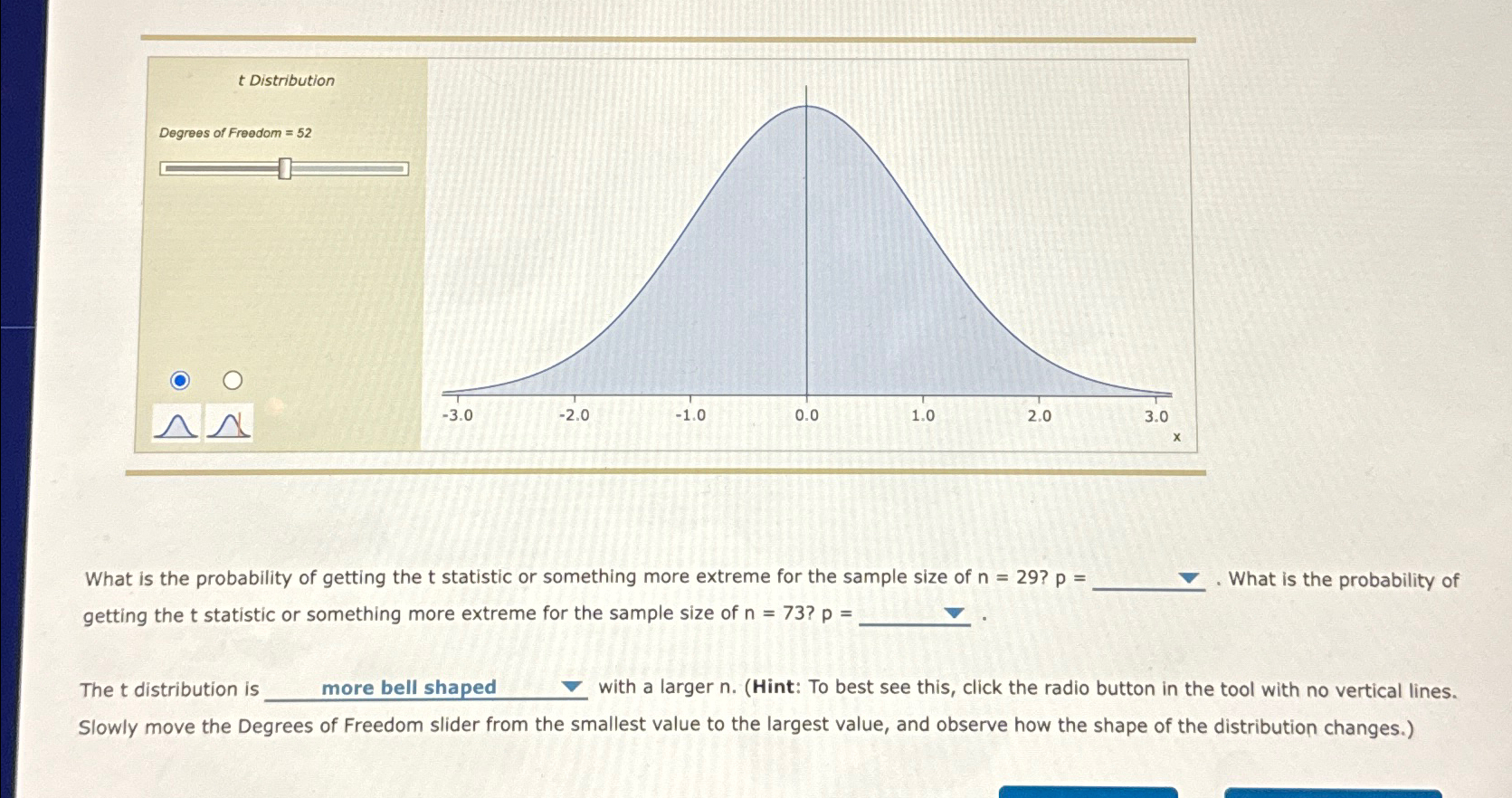 What is the probability of getting the t ﻿statistic | Chegg.com