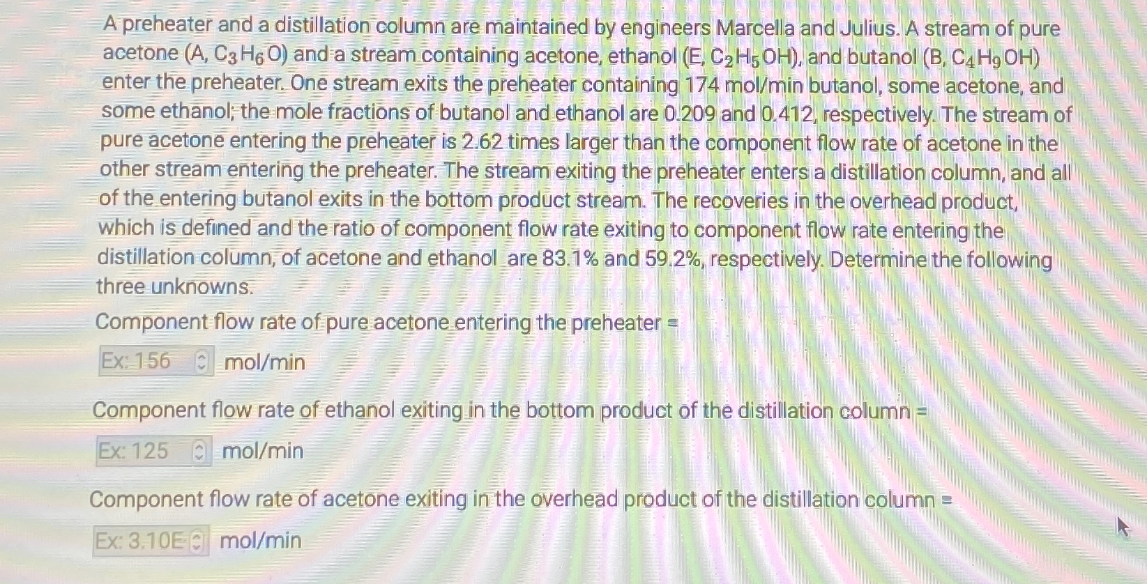 Solved A preheater and a distillation column are maintained | Chegg.com