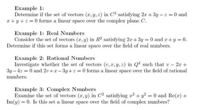 Solved Example 1: Determine if the set of vectors (x,y,z) in | Chegg.com