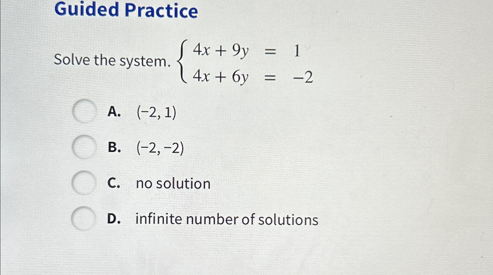 Solved Guided PracticeSolve the system. | Chegg.com