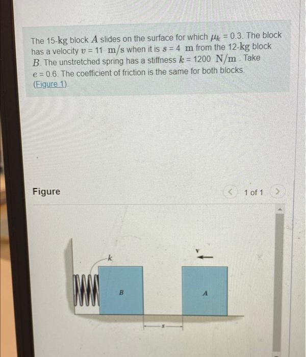 Solved The 15-kg block A slides on the surface for which pek | Chegg.com