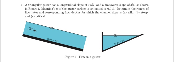 Solved 1. A triangular gutter has a longitudinal slope of | Chegg.com