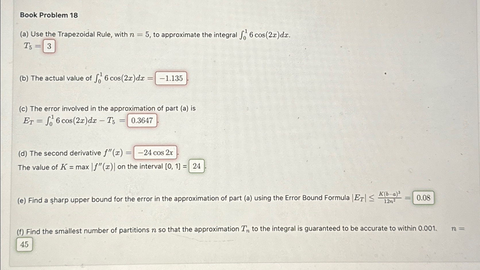 Solved Book Problem 18(a) ﻿Use the Trapezoidal Rule, with | Chegg.com