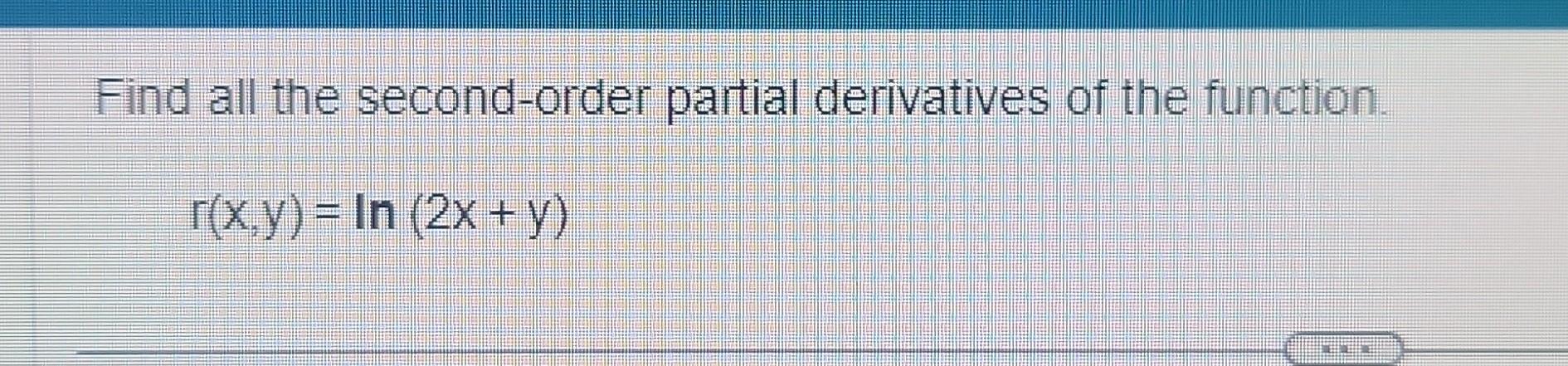 Solved Find all the second-order partial derivatives of the | Chegg.com