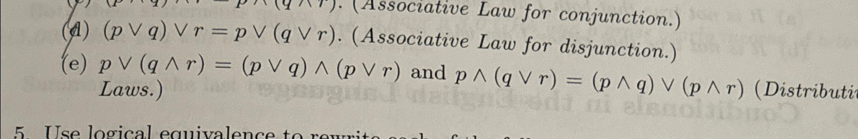 Solved (A) (pvvq)vvr=pvv(qvvr). (Associative Law for | Chegg.com