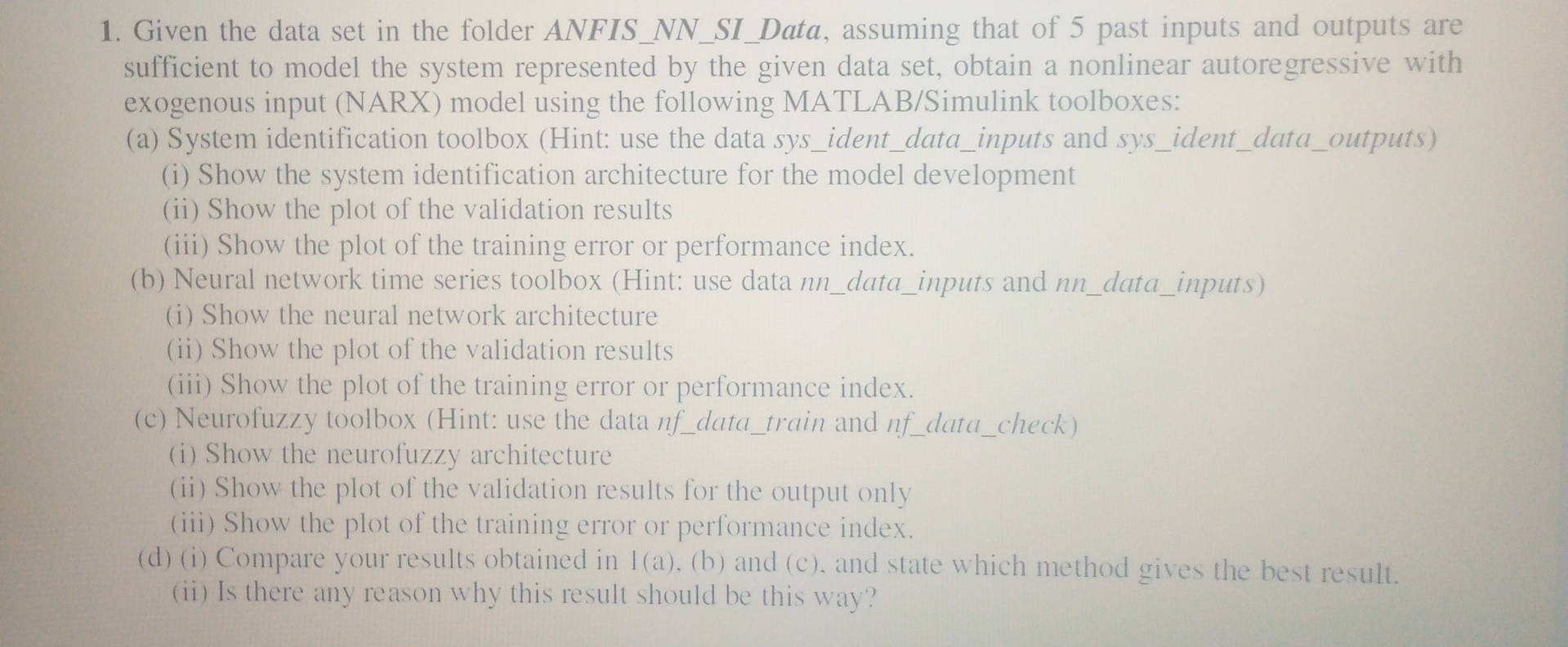 Solved Given the data set in the folder ANFIS_NN_SI_Data, | Chegg.com