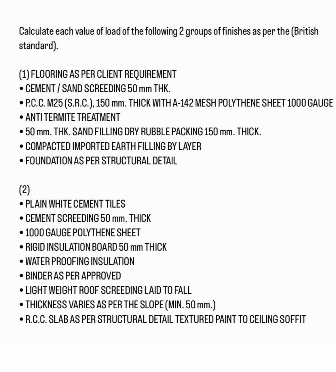 Solved Calculate each value of load of the following 2 | Chegg.com