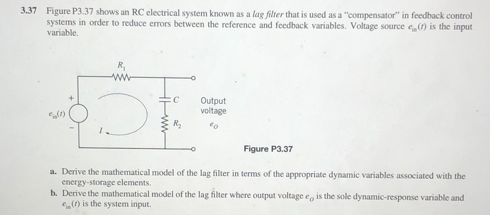 Solved 3.37 ﻿Figure P3.37 ﻿shows an RC electrical system | Chegg.com