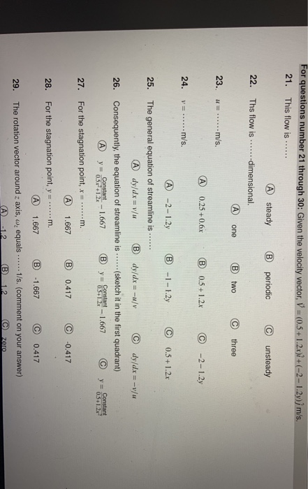 Solved For questions number 21 through 30: Given the | Chegg.com