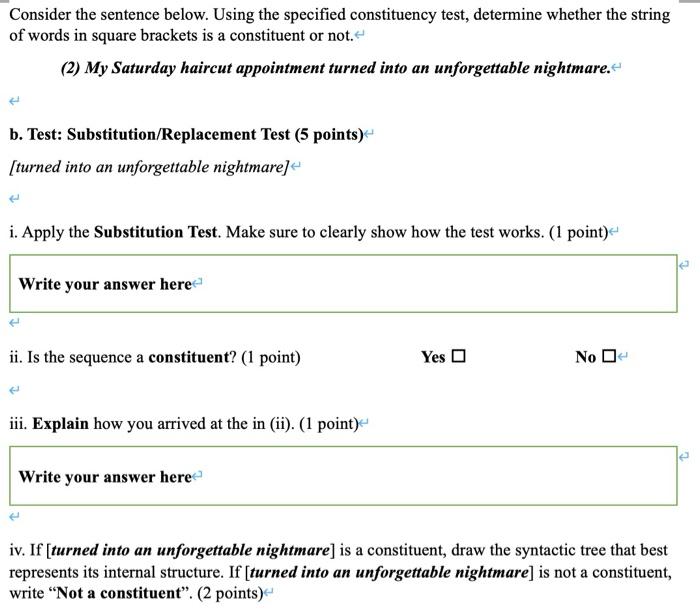 Consider the sentence below. Using the specified | Chegg.com