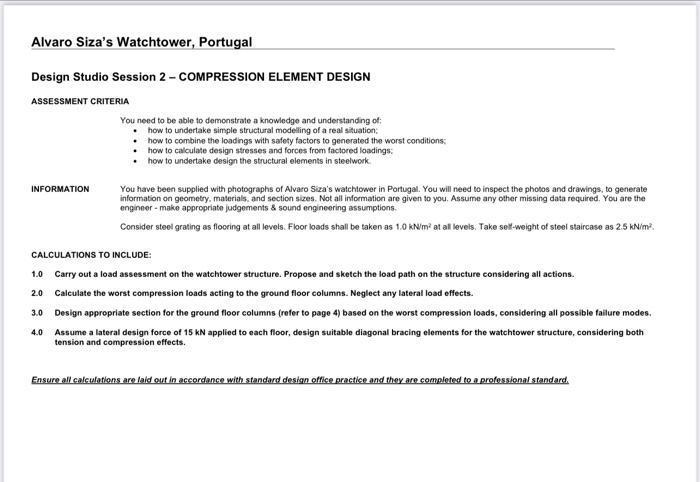 Design Studio Session 2 - COMPRESSION ELEMENT DESIGN | Chegg.com